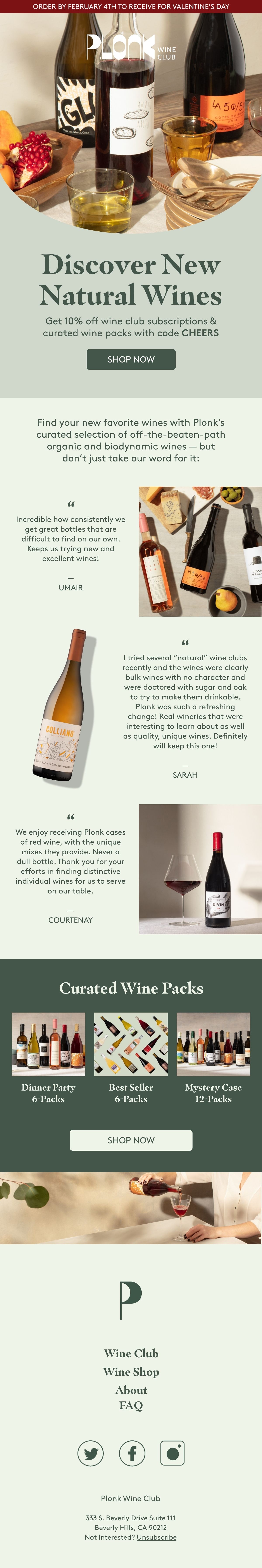 Email Design Inspiration by Plonk Wine Club