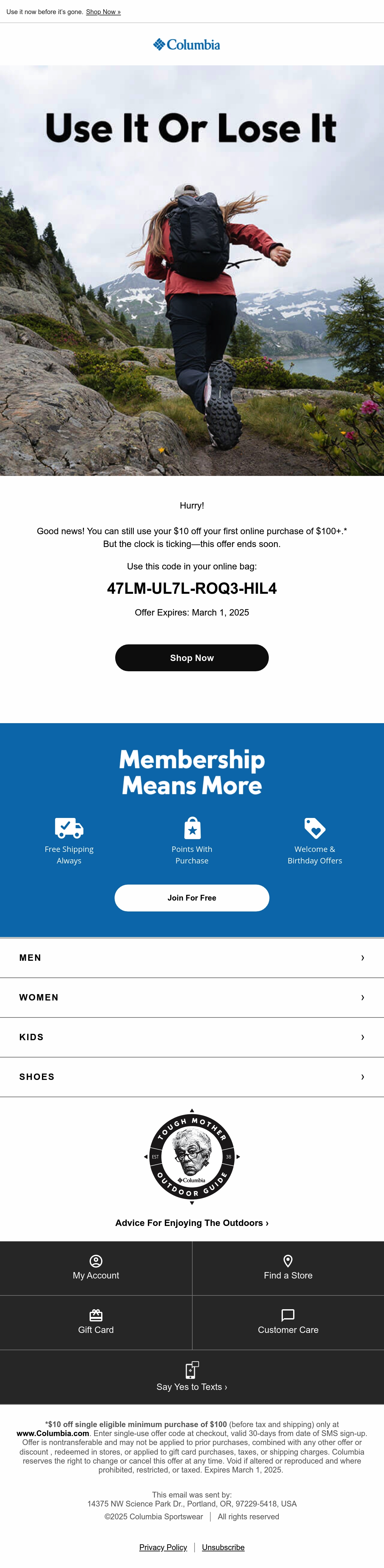 Email Inspiration from Columbia - Email Love