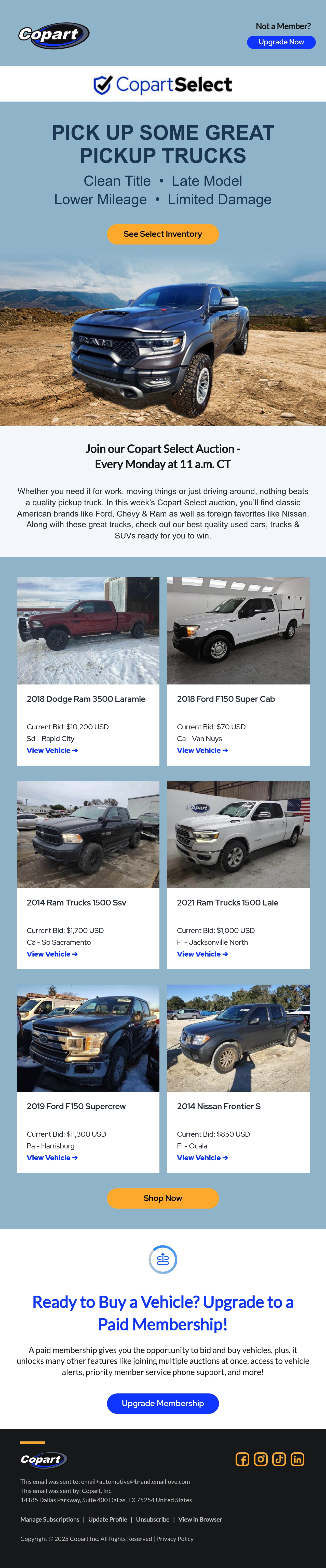 Email Inspiration from Copart USA - Email Love