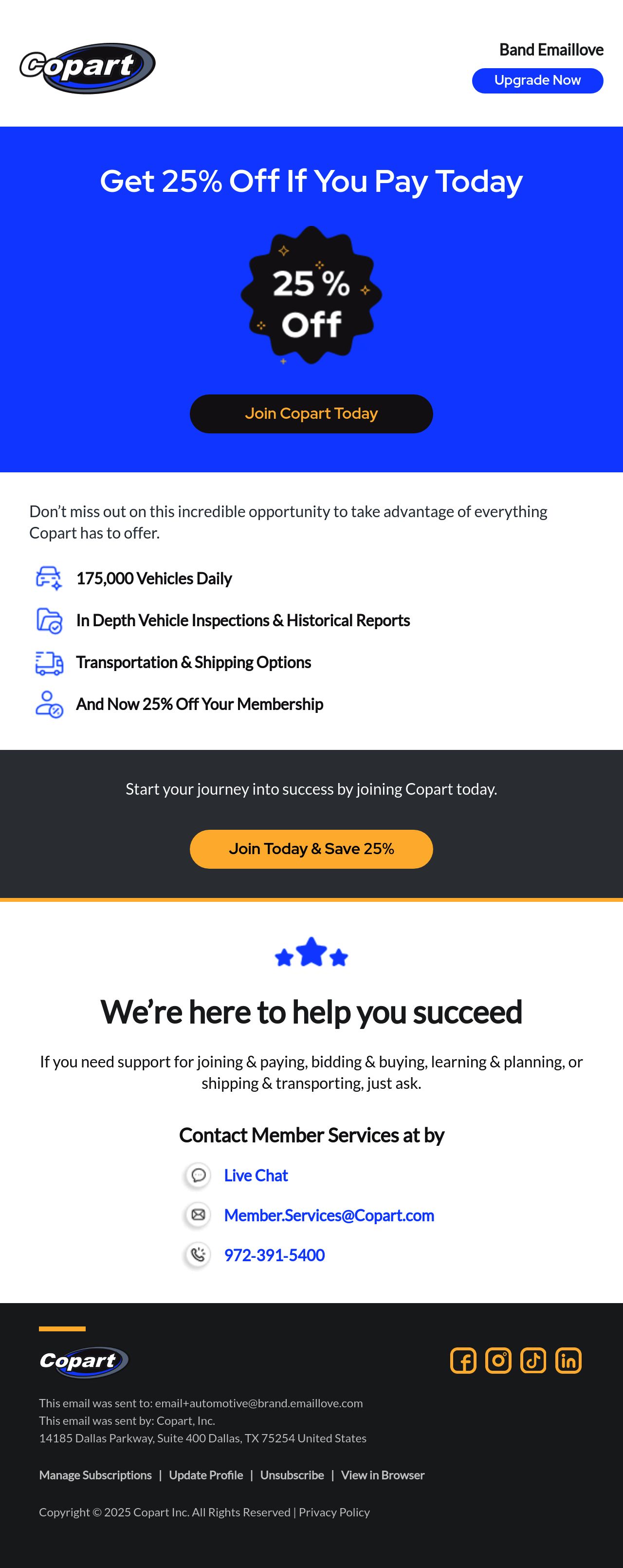 Email Inspiration from Copart USA - Email Love