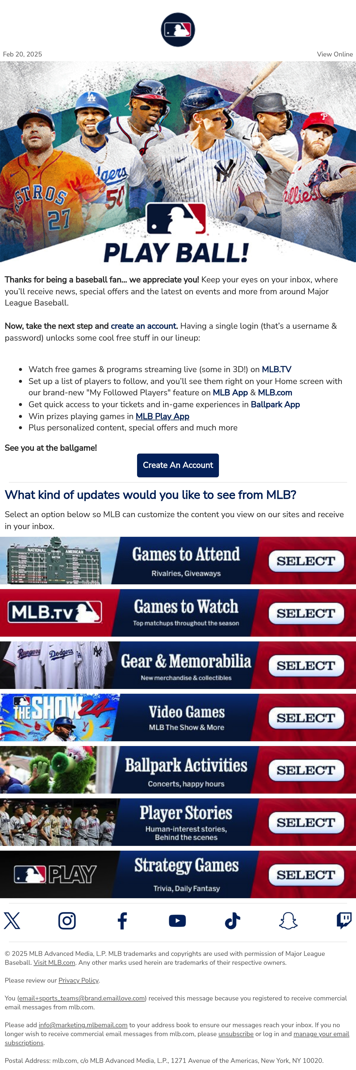 Email Inspiration from MLB.com Insider - Email Love