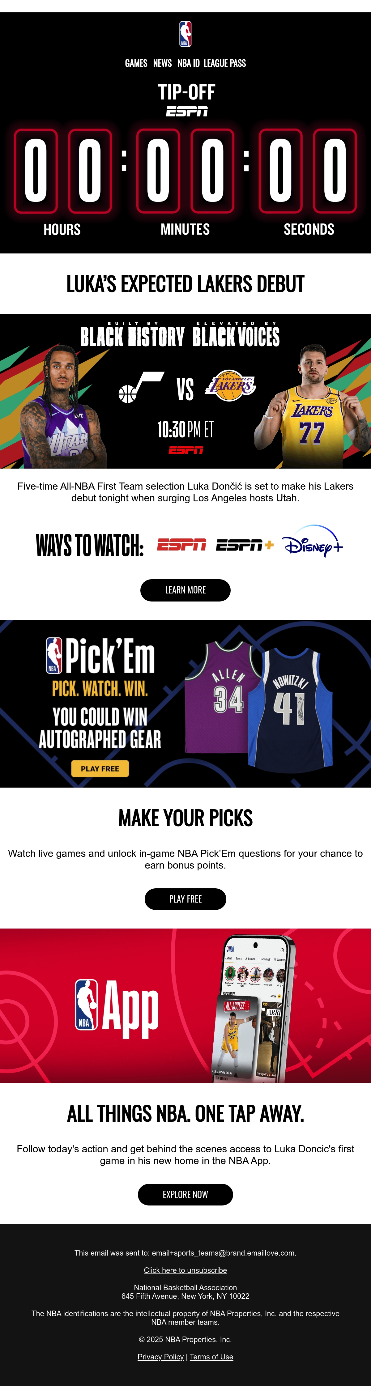 Email Inspiration from NBA - Email Love
