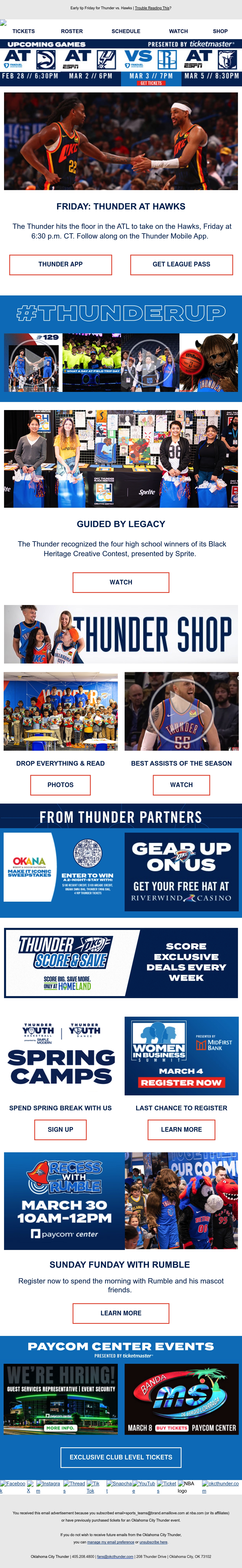 Email Inspiration from Oklahoma City Thunder - Email Love