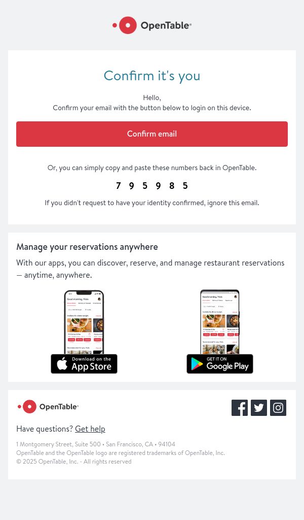 Email Inspiration from OpenTable Member Services - Email Love