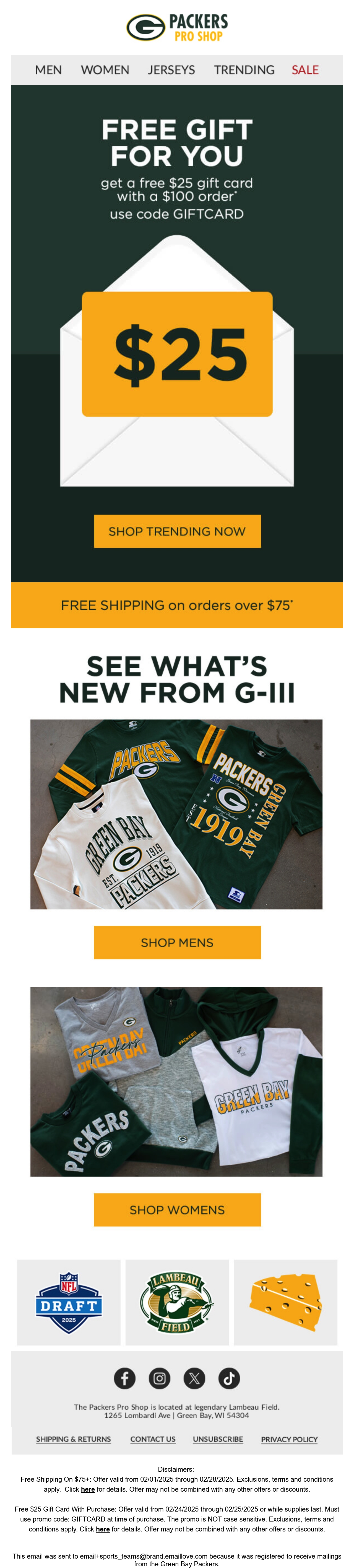 Email Inspiration from Packers Pro Shop - Email Love