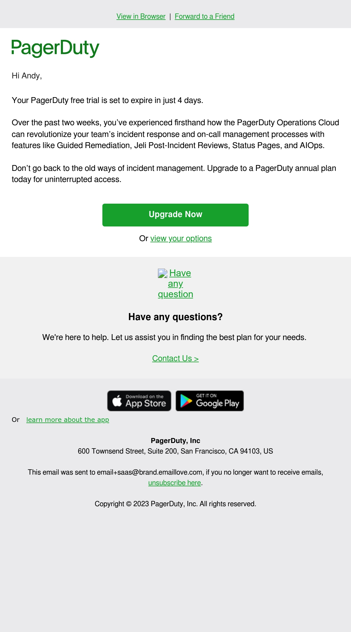 Email Inspiration from PagerDuty - Email Love
