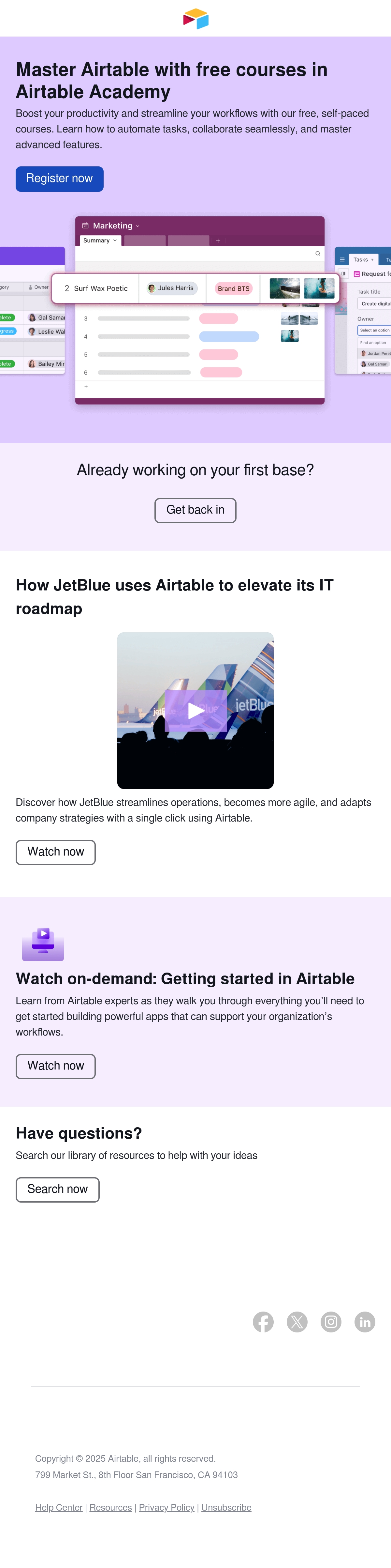 Email Design Inspiration by The Airtable Team