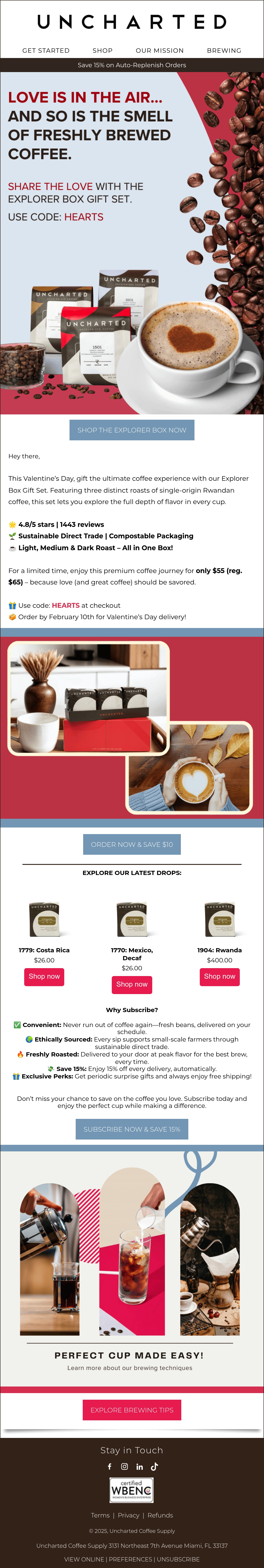 Email Inspiration from Uncharted Coffee - Email Love