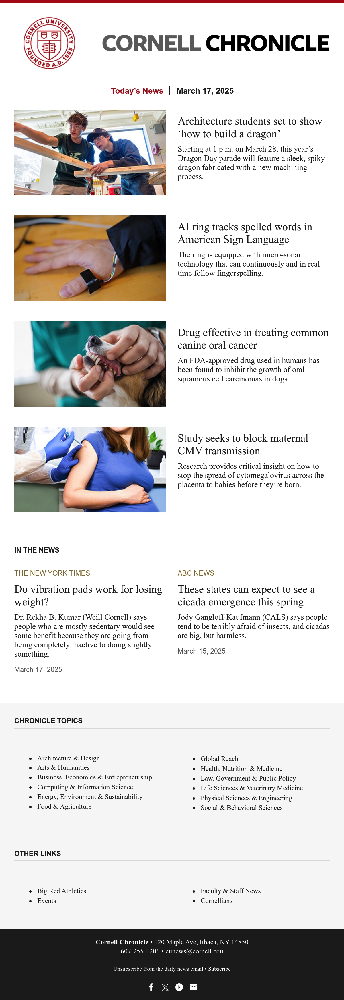 Email Inspiration from Cornell Chronicle - Email Love