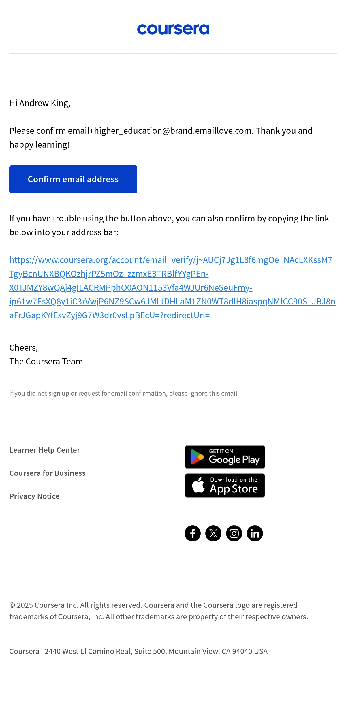 Email Inspiration from Coursera - Email Love