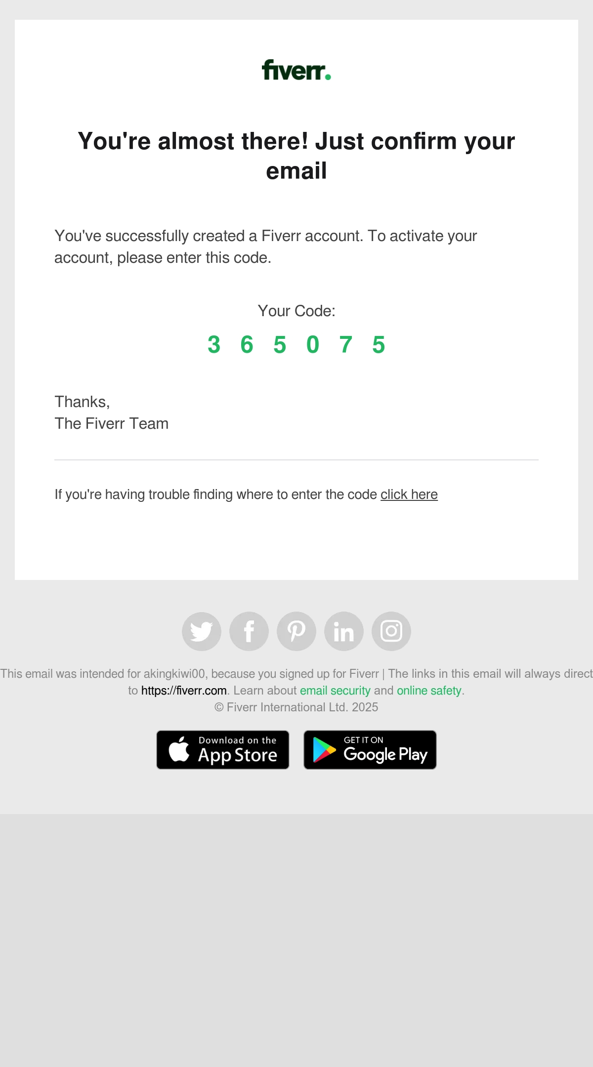 Email Inspiration from Fiverr - Email Love