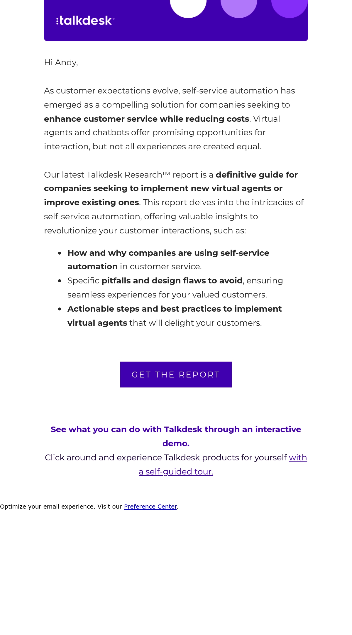 Email Inspiration from Maya Howard, Talkdesk - Email Love