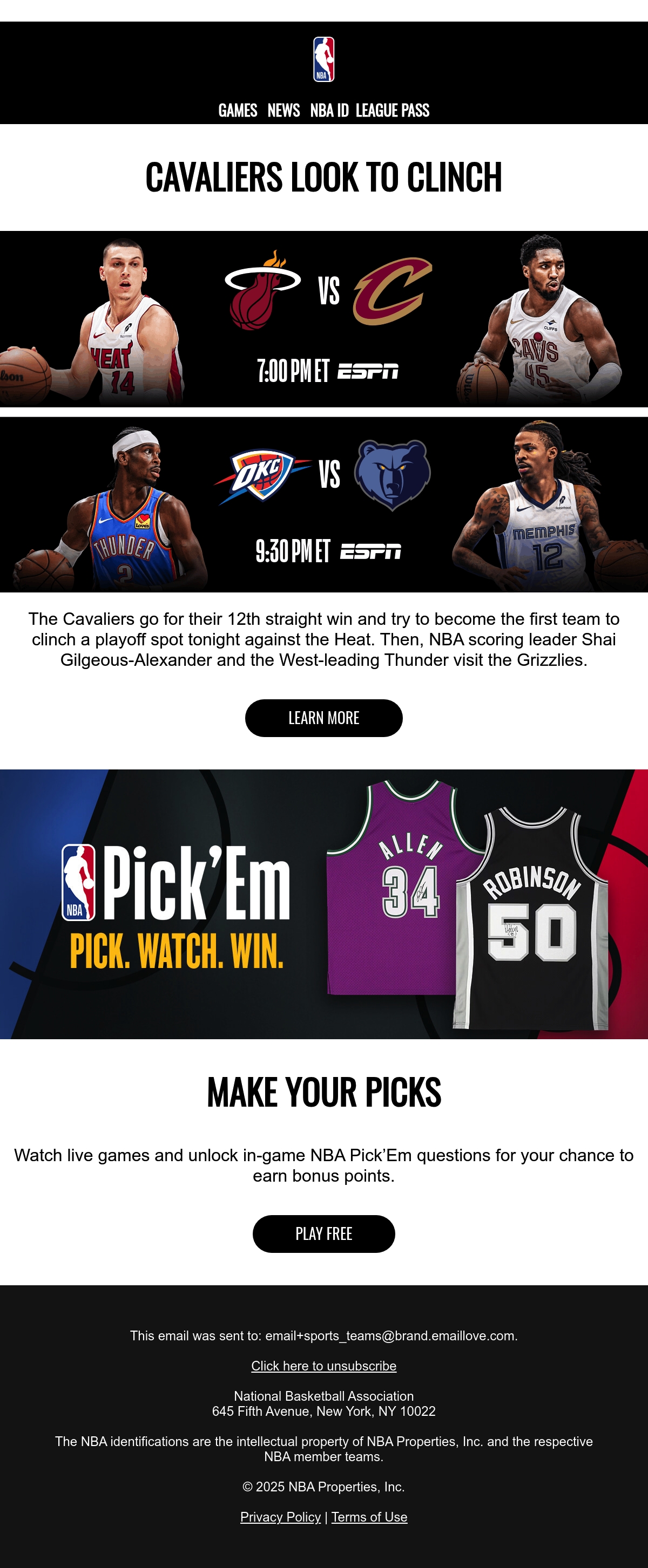 Email Inspiration from NBA - Email Love