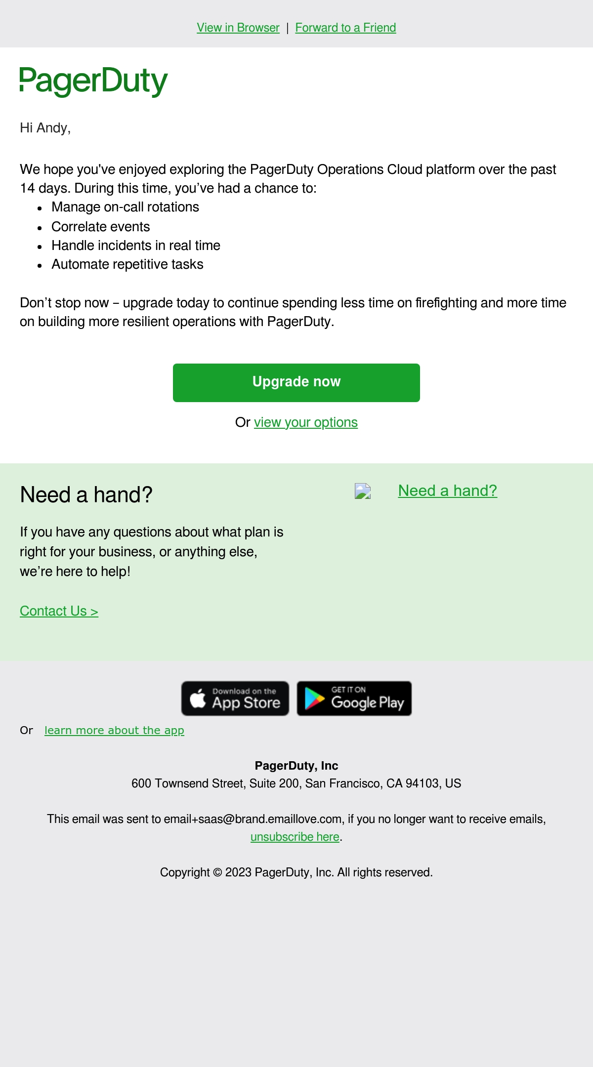 Email Inspiration from PagerDuty - Email Love