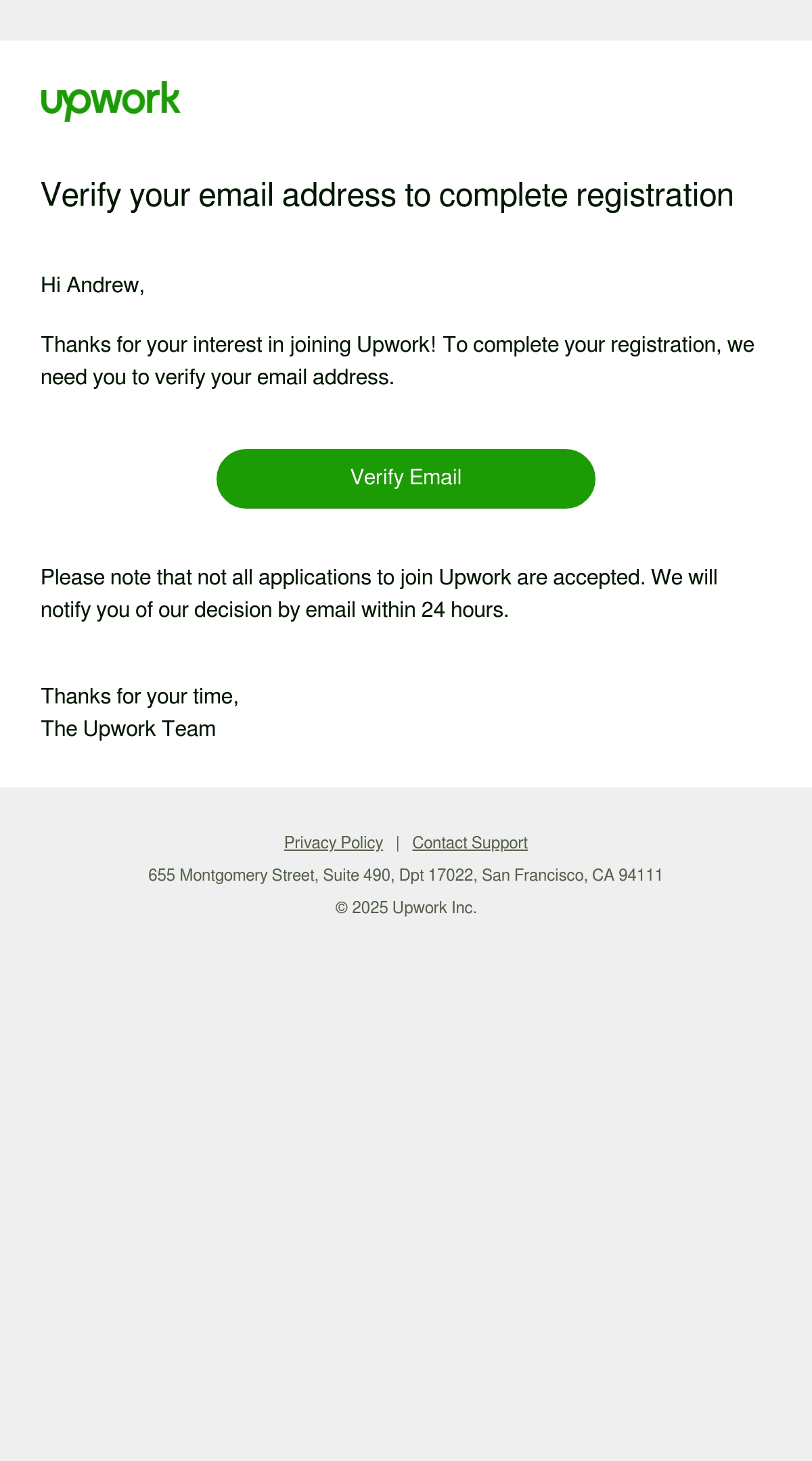 Email Inspiration from Upwork Notifications - Email Love