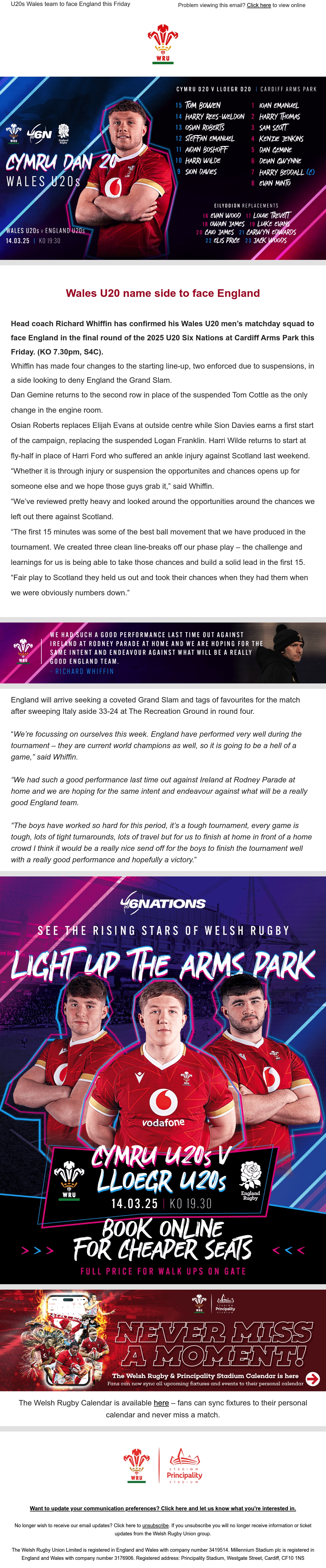 Email Inspiration from Welsh Rugby - Email Love