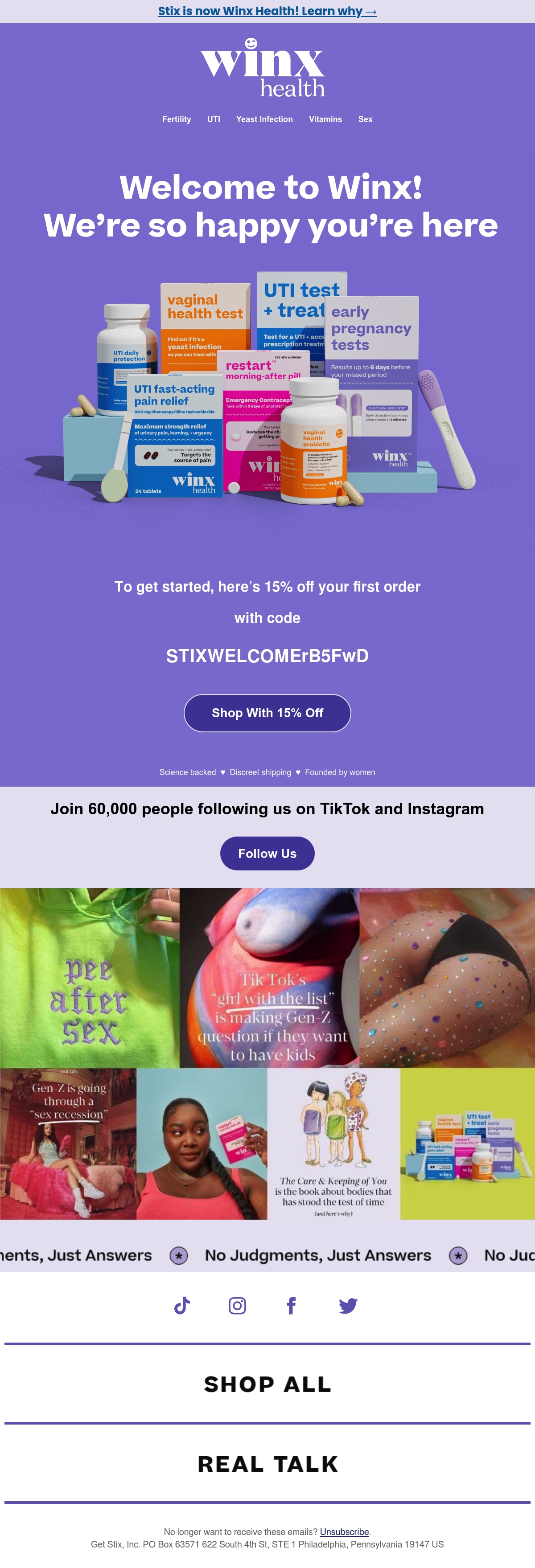 Winx Health Emails and Newsletters