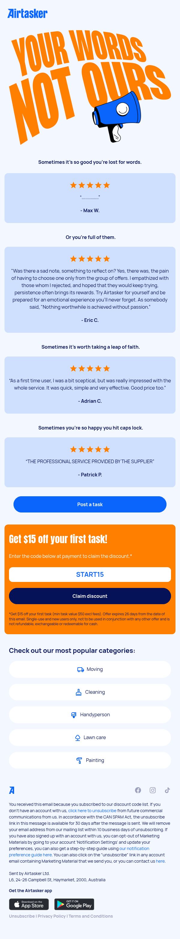 Email Design Inspiration by Airtasker