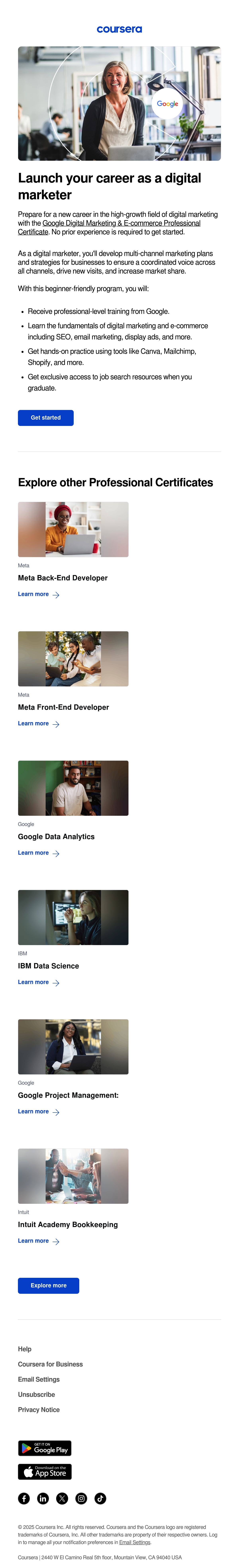 Email Inspiration from Coursera - Email Love