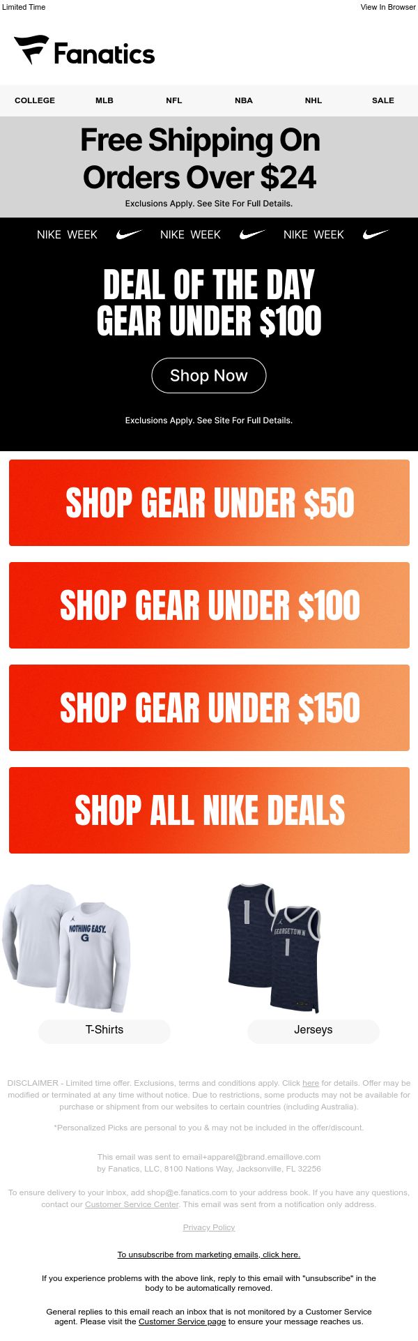 Email Inspiration from Fanatics.com - Email Love