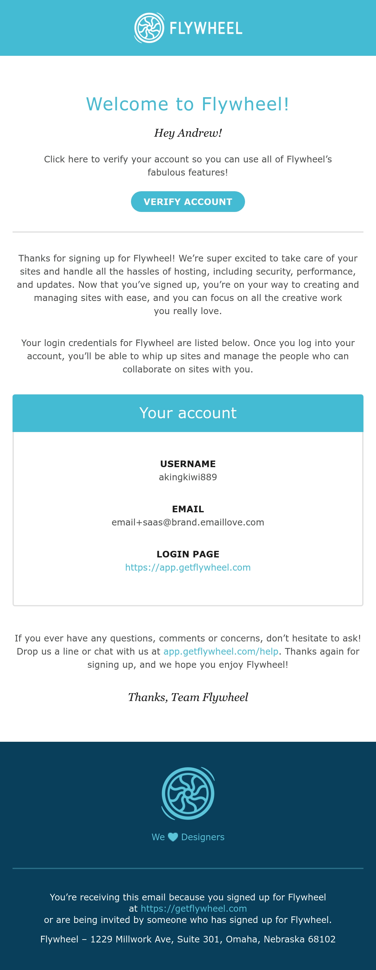 Email Inspiration from Flywheel - Email Love