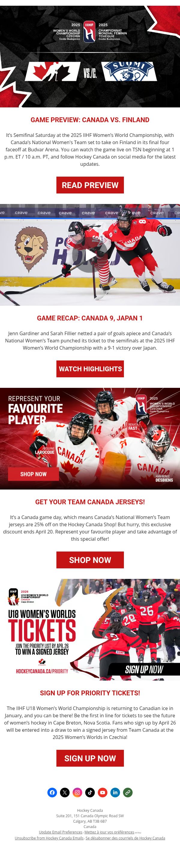 Email Inspiration from Hockey Canada - Email Love