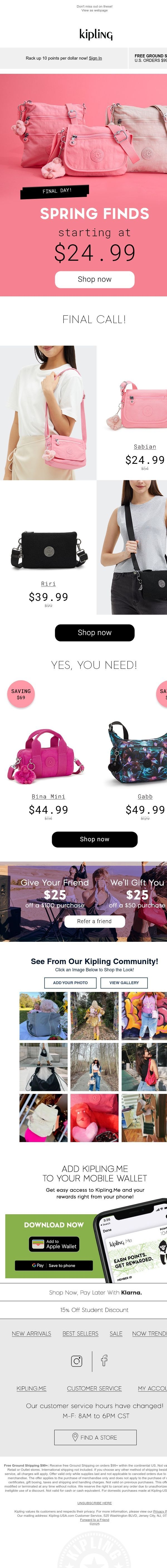 Email Inspiration from Kipling - Email Love