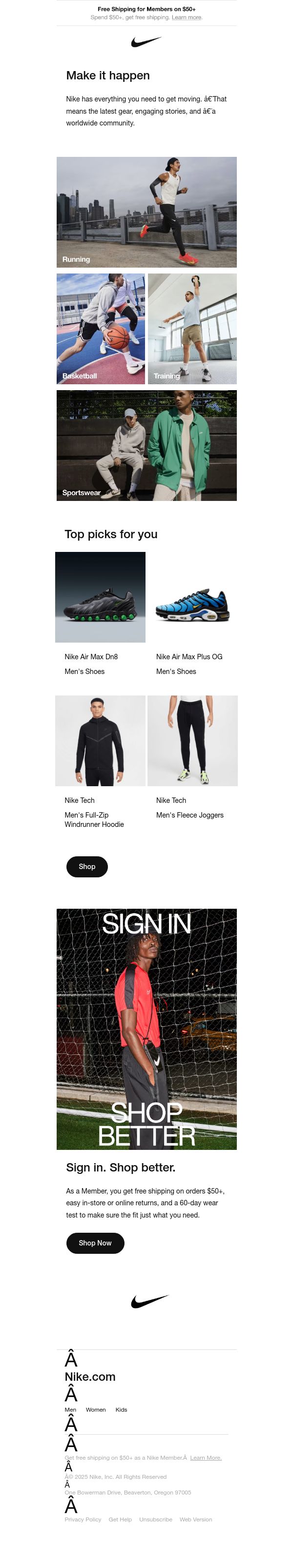 Nike Membership Emails and Newsletters
