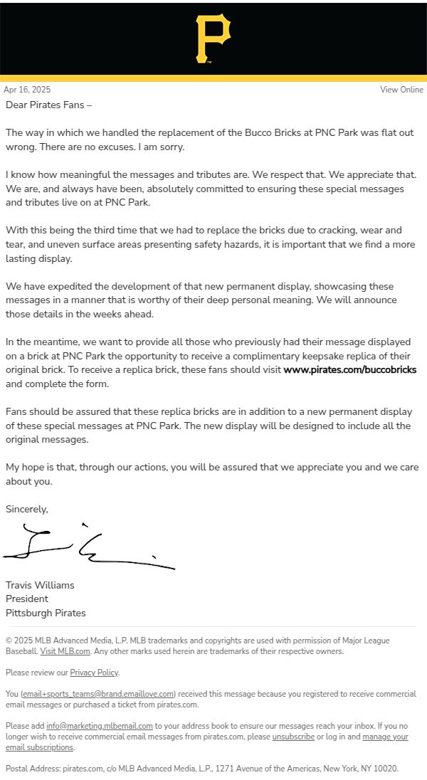 Email Inspiration from Pittsburgh Pirates - Email Love