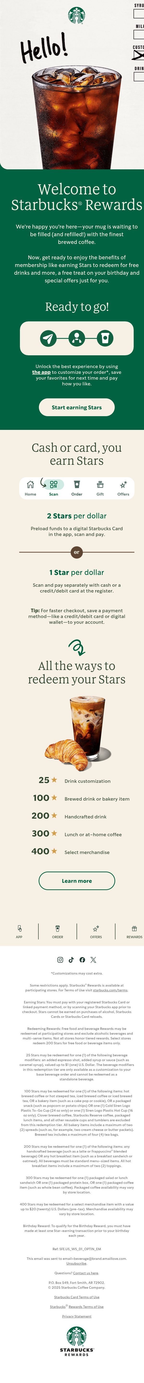 Starbucks Rewards Emails and Newsletters