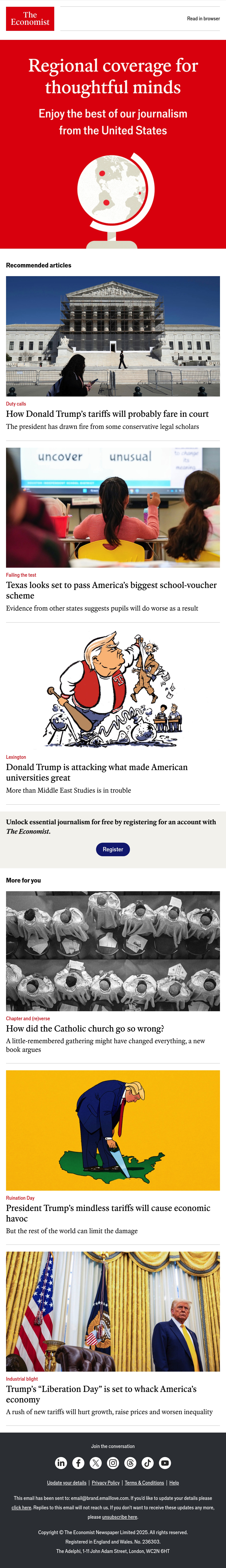 Email Inspiration from The Economist - Email Love