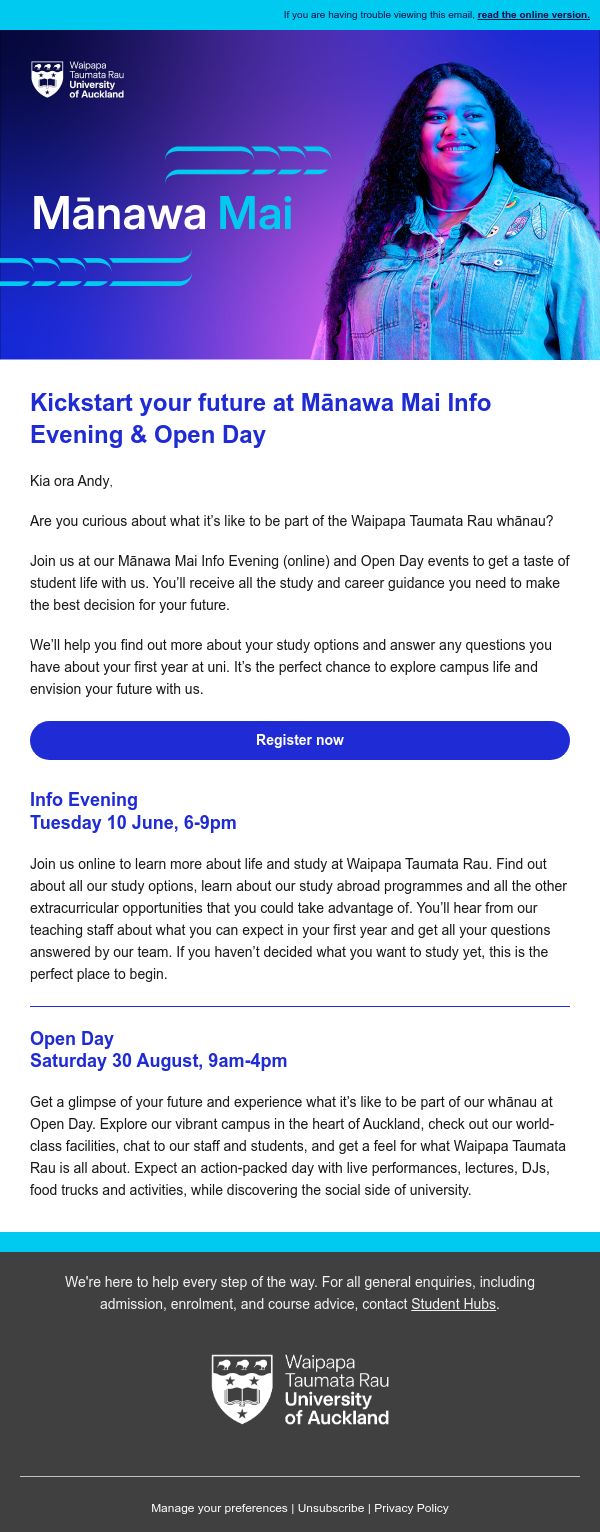 Email Inspiration from The University of Auckland - Email Love