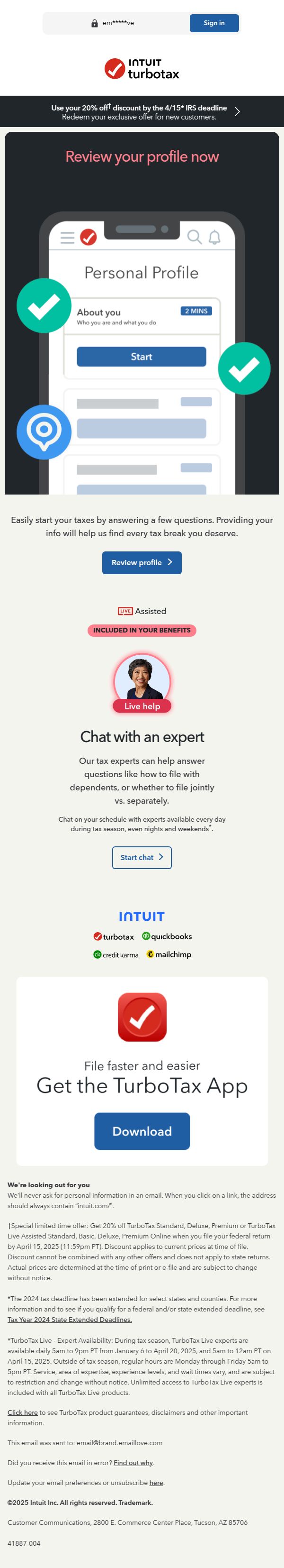 Email Inspiration from TurboTax - Email Love