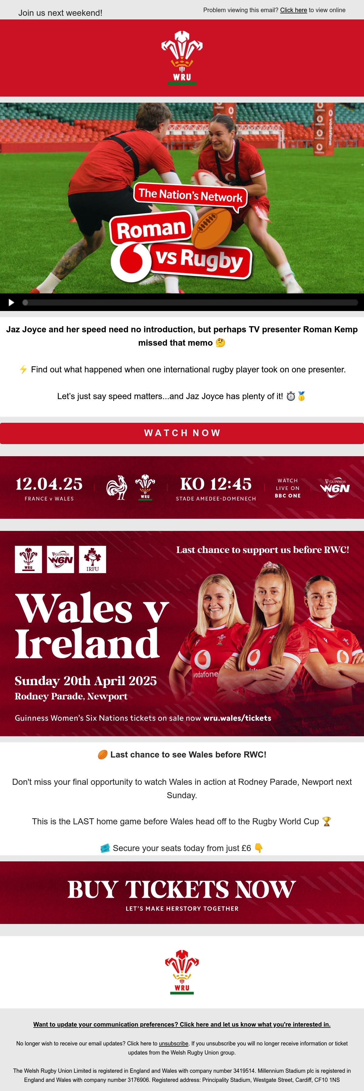 Email Inspiration from Welsh Rugby - Email Love
