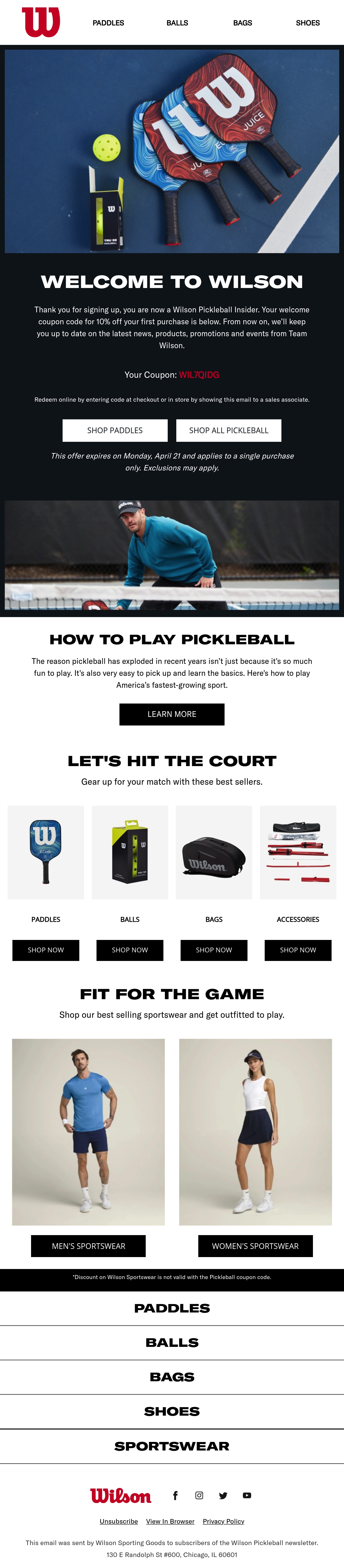 Email Inspiration from Wilson Pickleball - Email Love