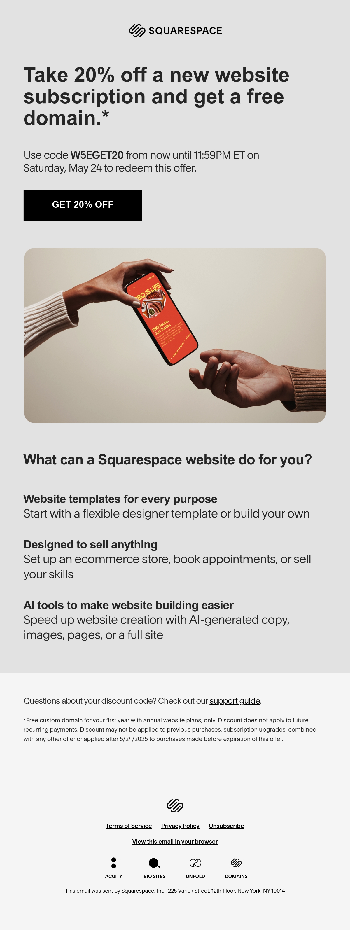 Email Design Inspiration by Squarespace