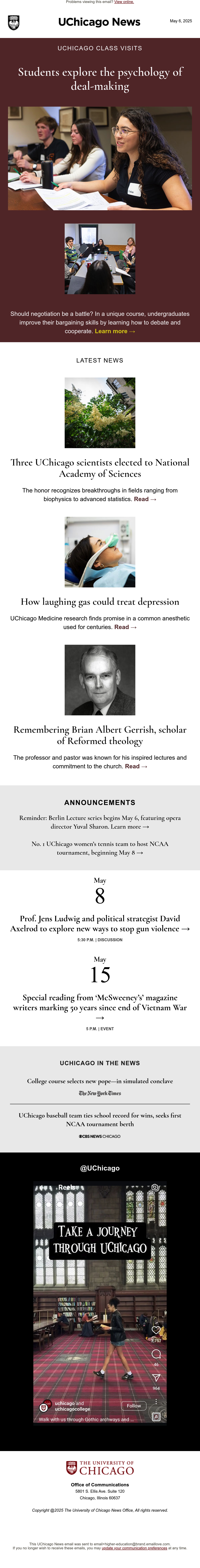 Email Inspiration from UChicago News - Email Love