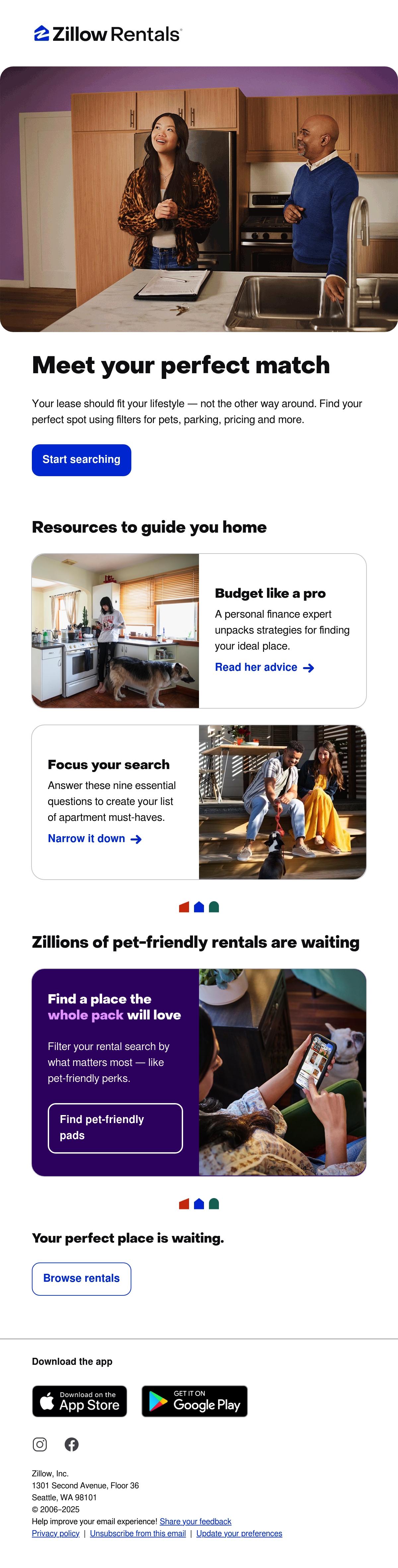 Email Design Inspiration by Zillow Rentals