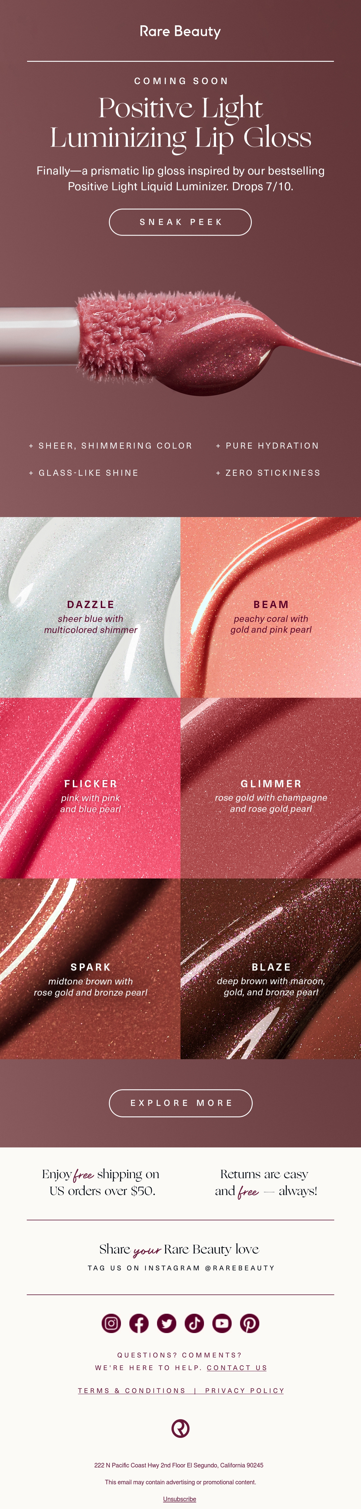 Email Design Inspiration by Rare Beauty