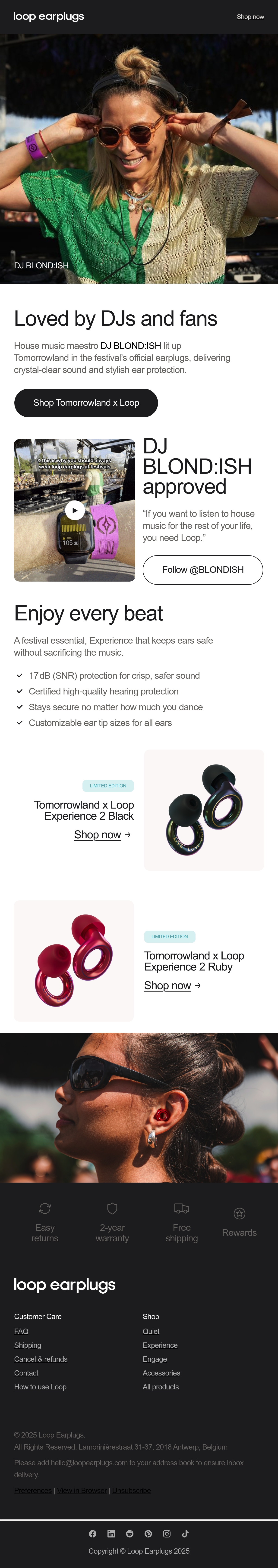 Email Design Inspiration by Loop Earplugs