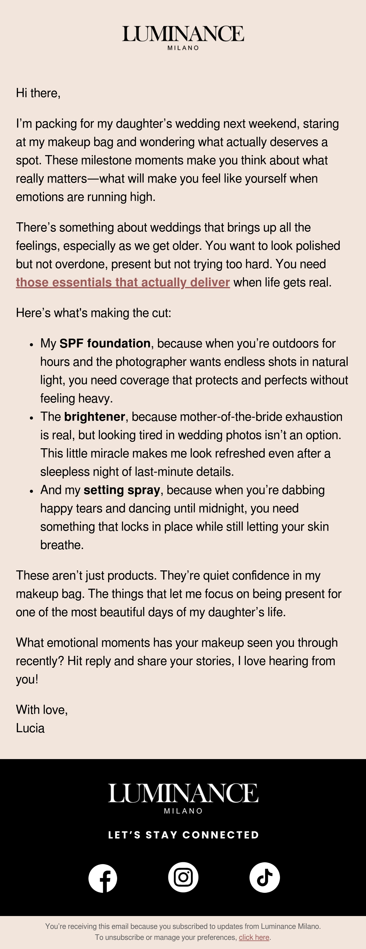 Email Design Inspiration by Luminance Milano