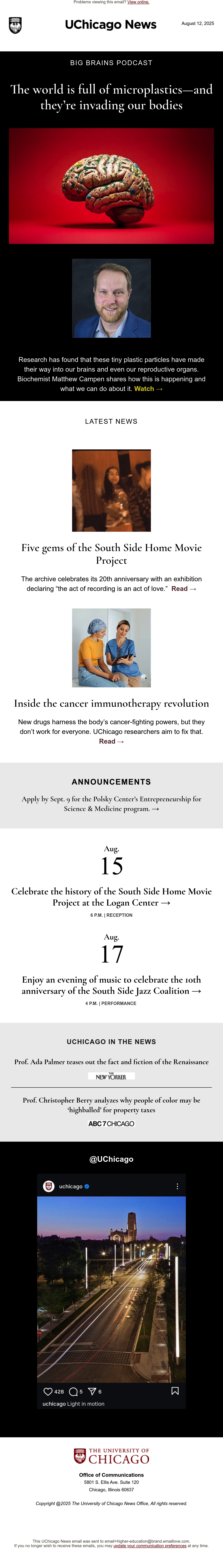 Email Design Inspiration by UChicago News